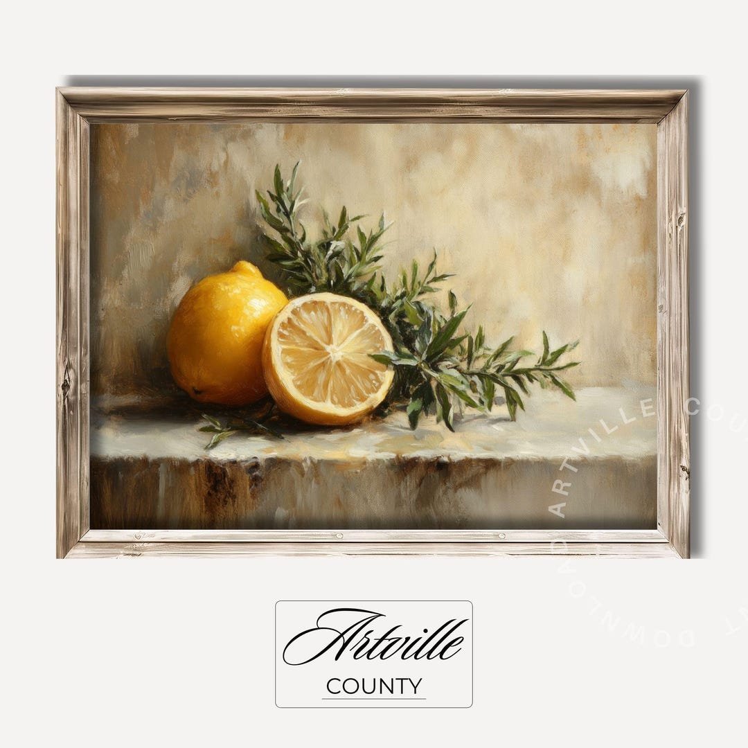 Vintage Lemon Print, Cottage Printable Art, Country Kitchen Decor ...