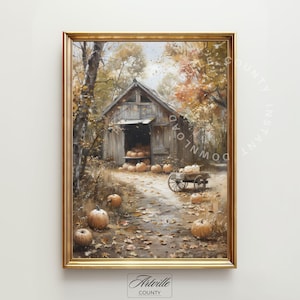 Farmhouse Pumpkin Barn Wall Art, Autumn Pumpkins Print, Printable ...