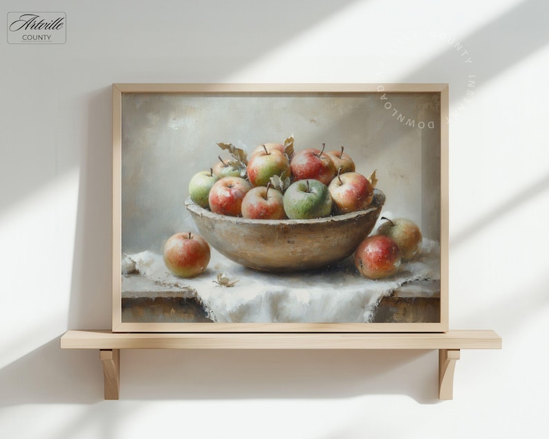 Printable Apples Still Life Painting Cottagecore Wall Art Country ...
