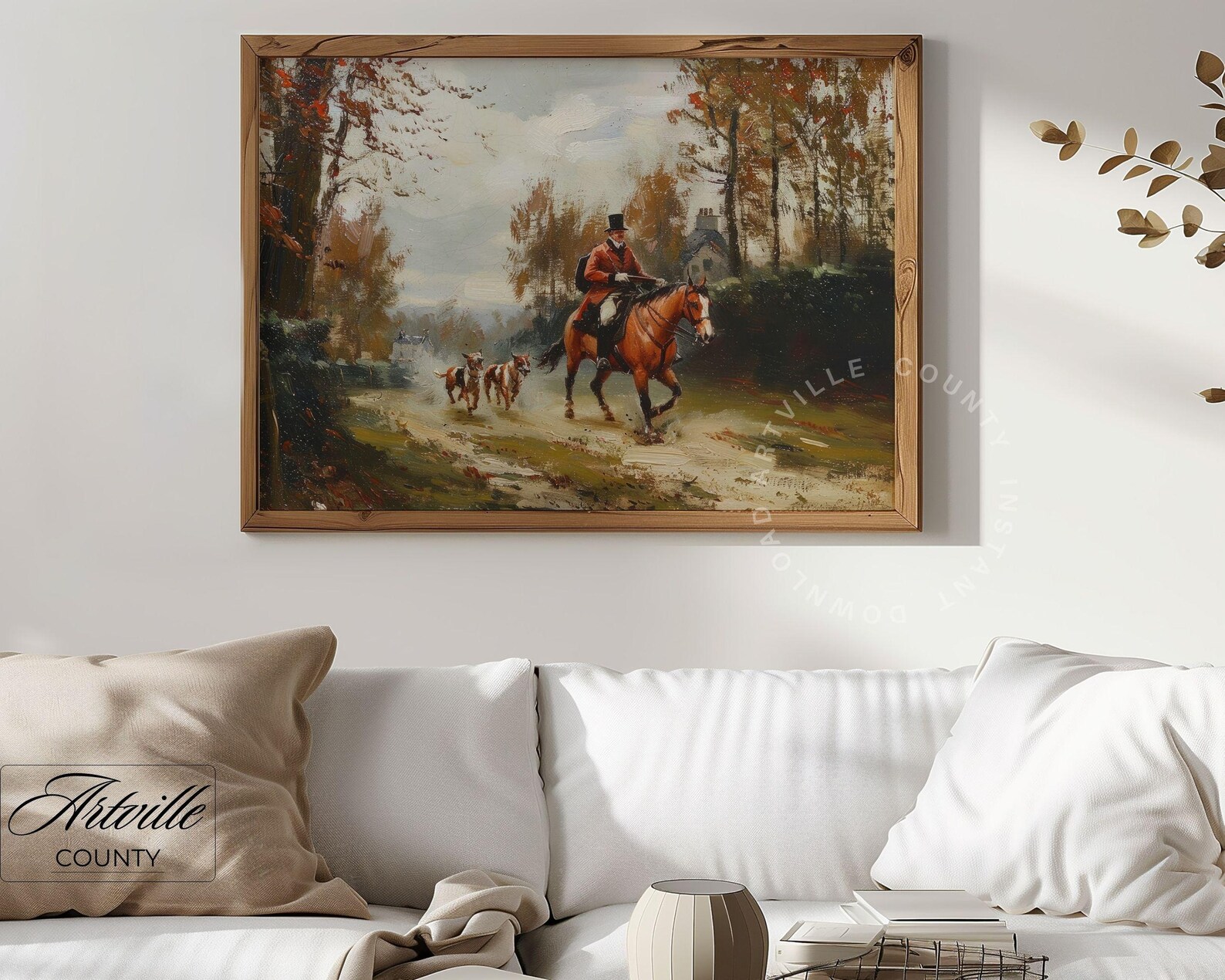Vintage Fox Hunting Print, Printable Horseman and Hounds Rustic ...