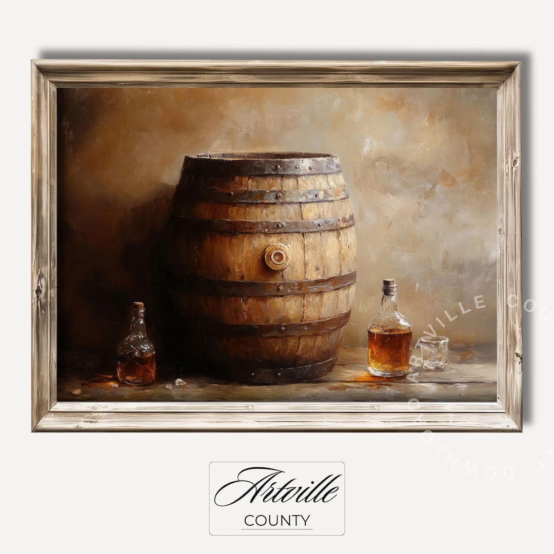 Vintage Whiskey Barrel Print, Printable Scotch Whisky Art, Cognac Wall ...