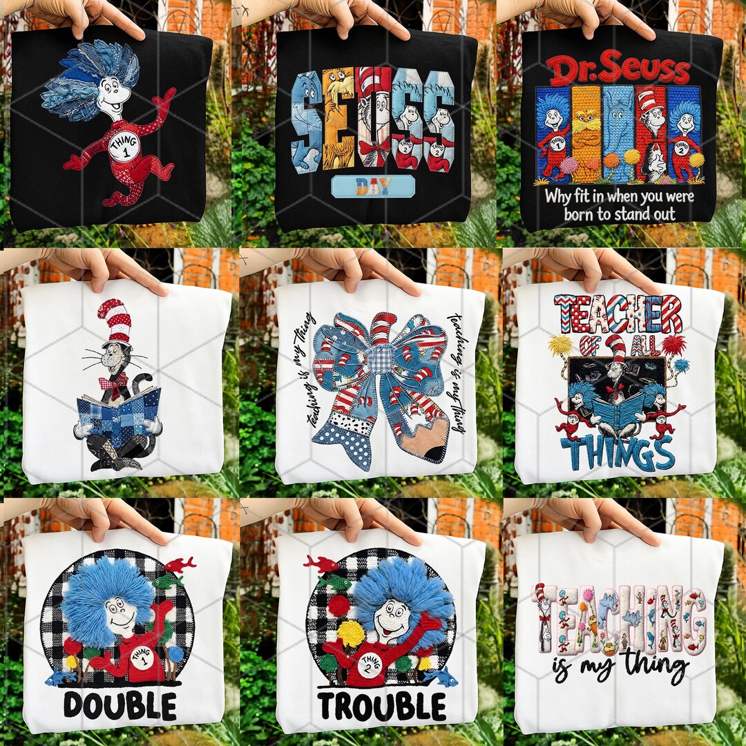 Faux Yarn Cartoon Friends Png Bundle, Happy Suess Day Crochet Png, Love ...
