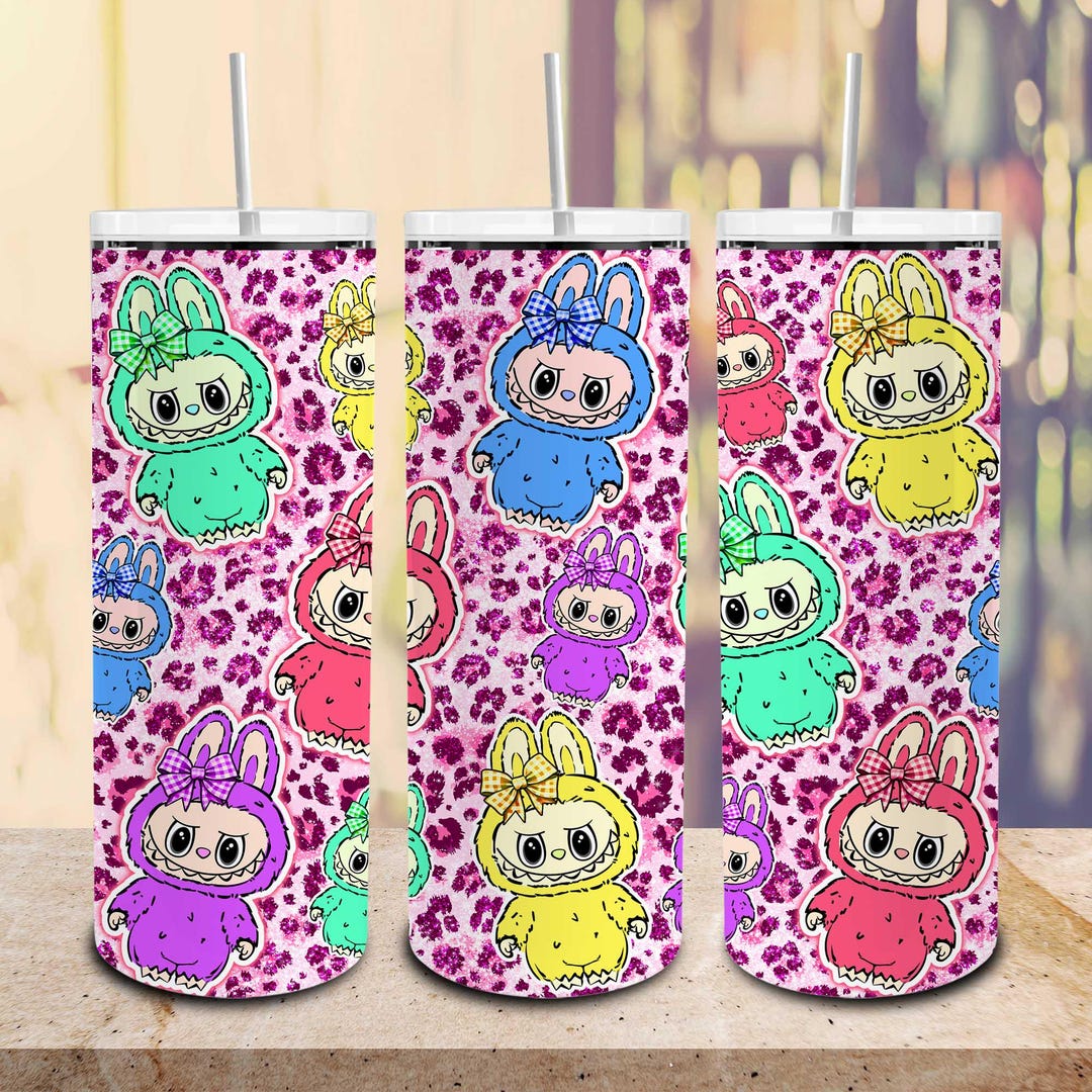 Monster Cartoon 20oz Skinny Tumbler Wrap Png, Cute Colorful Monster Cup ...