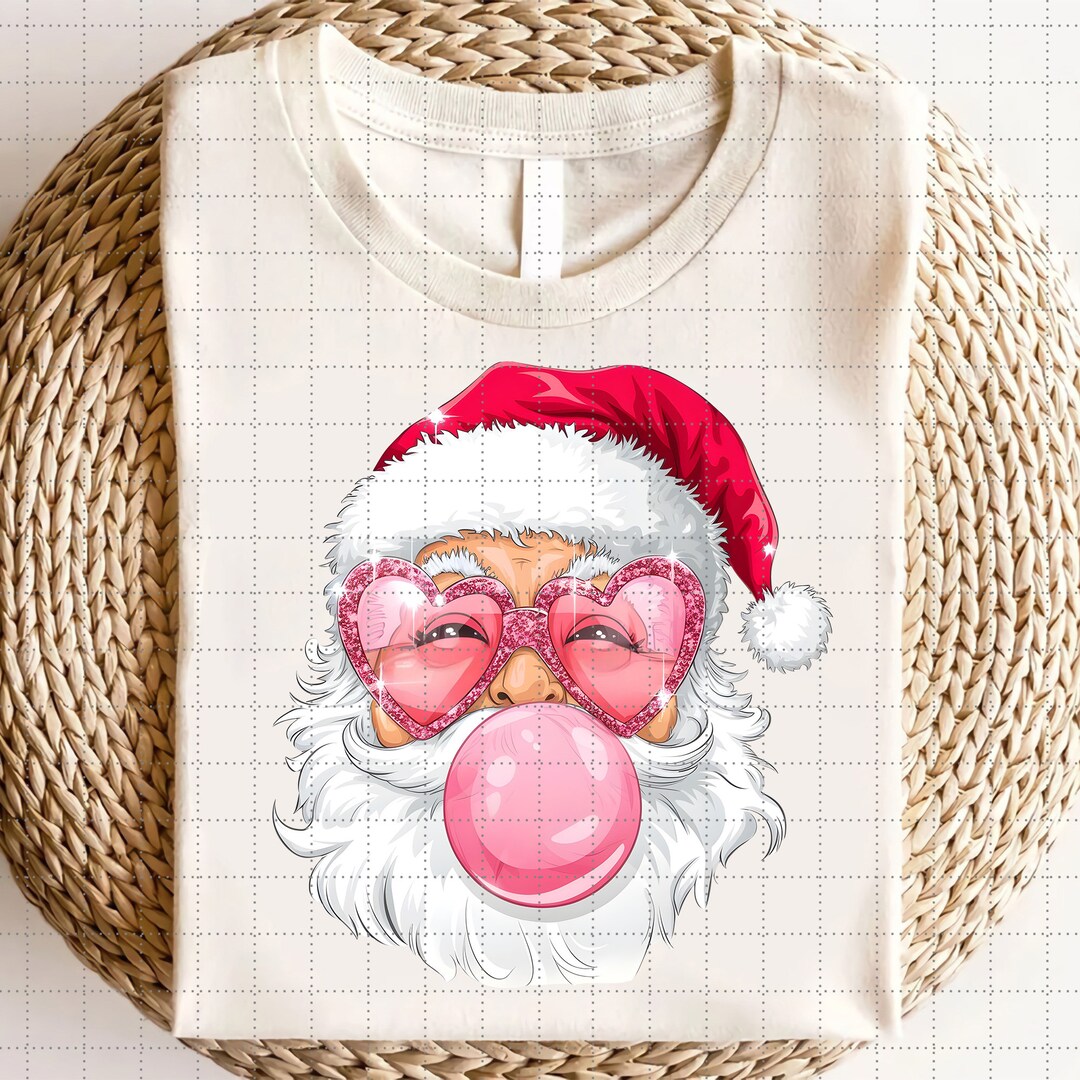 Santa With Glitter Sunglasses Png, Santa Blowing Bubble Png, Funny Pink ...