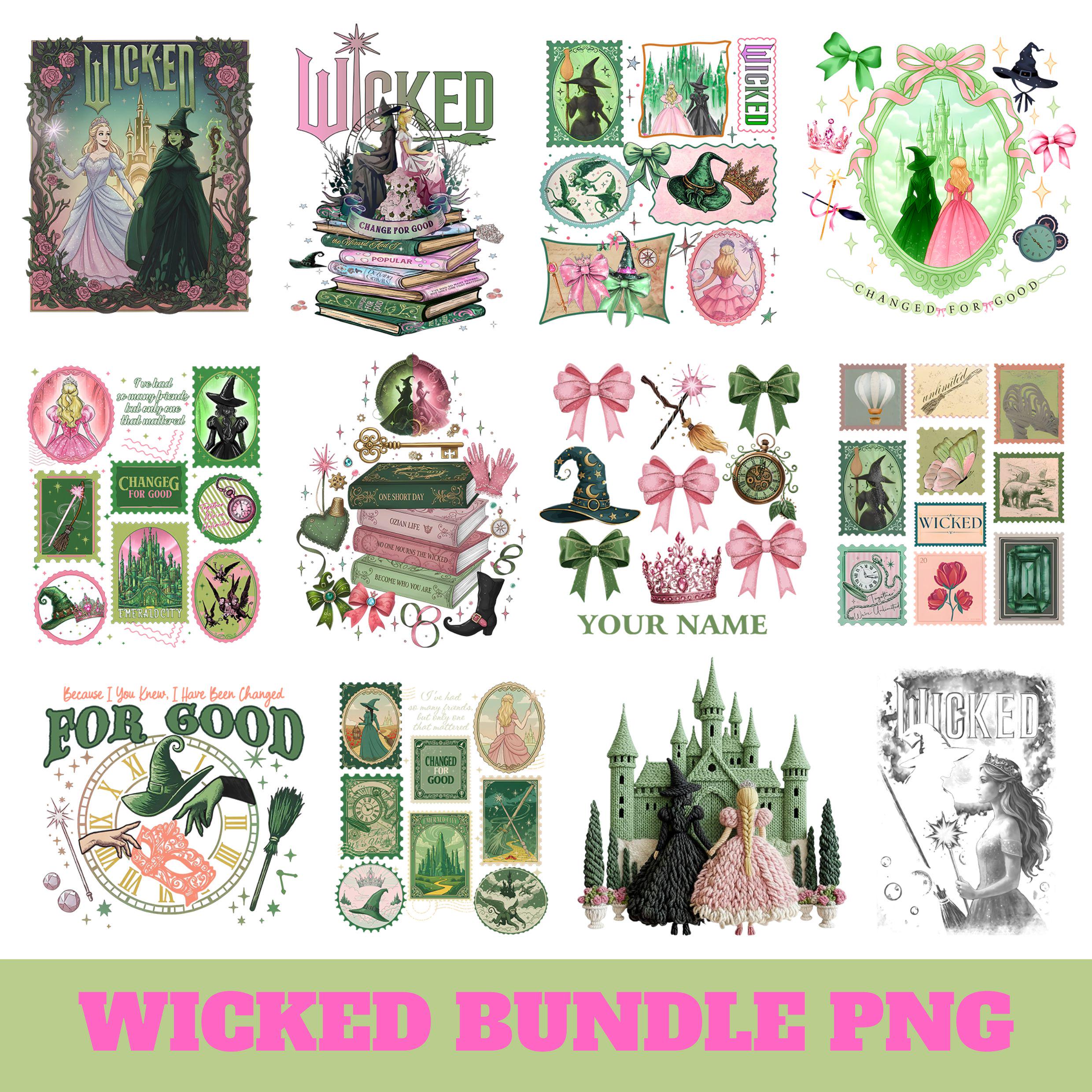 Wicked Movie Png Bundle, Wicked Pink & Green Png, Wicked Movie Coquette ...