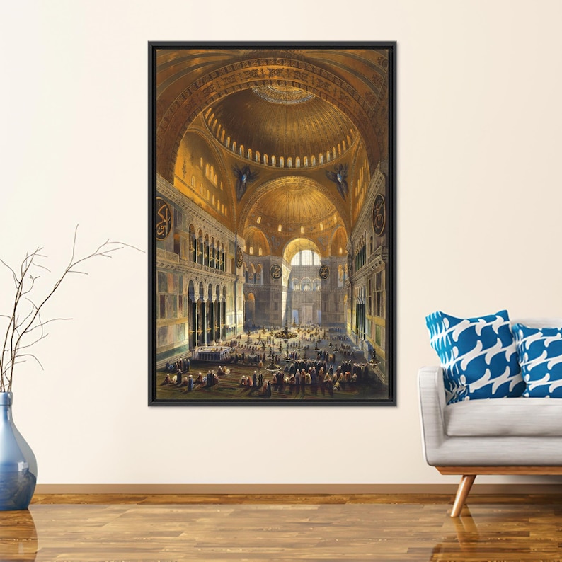 Hagia Sophia Interior Painting: Byzantine Ottoman Architecture Canvas ...