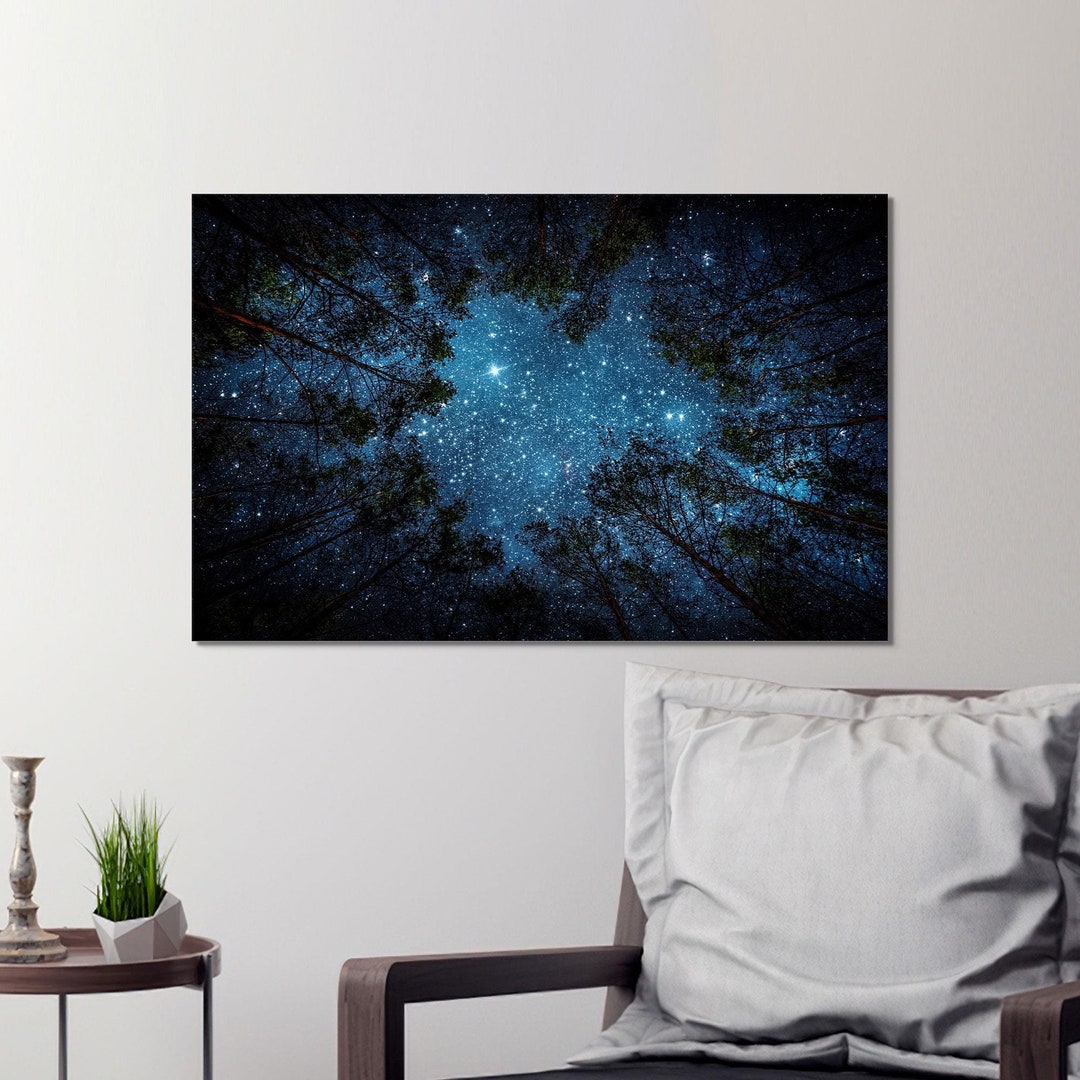 Night Sky Canvas Art: Forest View, Framed Wall Decor - Etsy