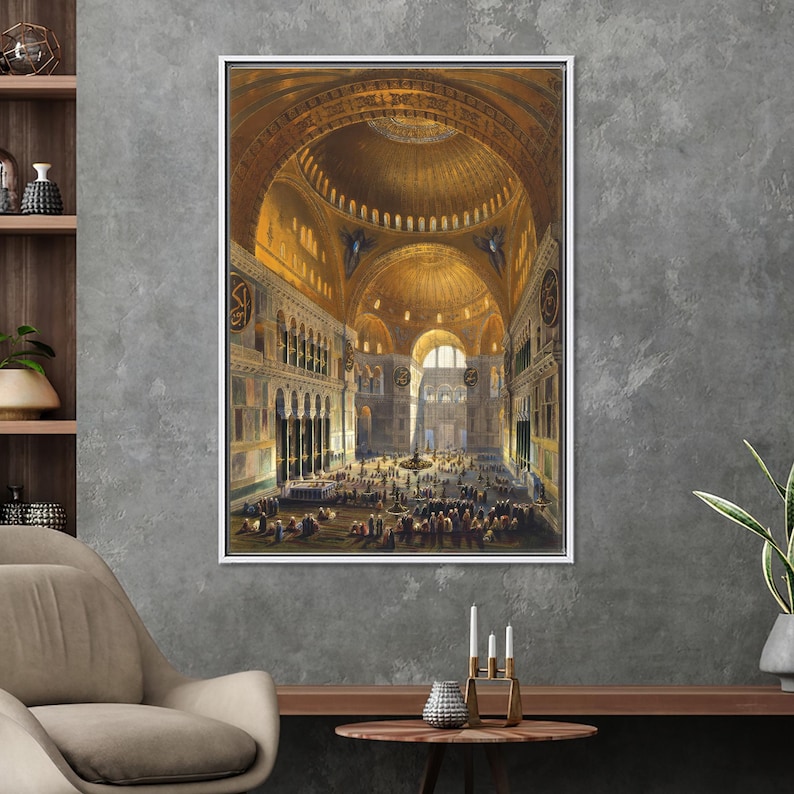 Hagia Sophia Interior Painting: Byzantine Ottoman Architecture Canvas ...