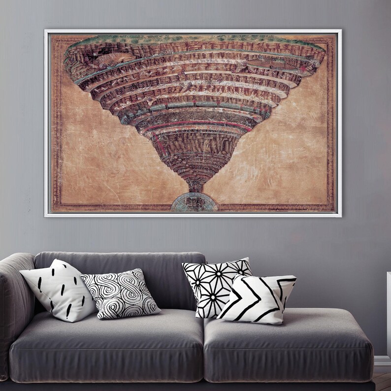 Dante's Inferno Map Canvas Print: Gustave Doré Medieval Hell ...