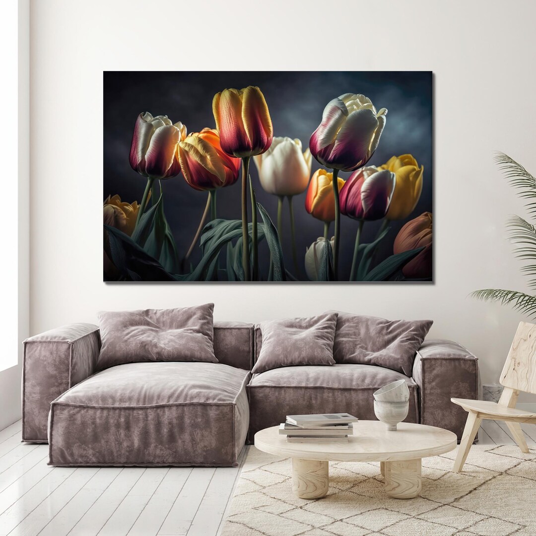 Personalized Tulip Canvas Wall Art: Botanical Living Room Decor - Etsy