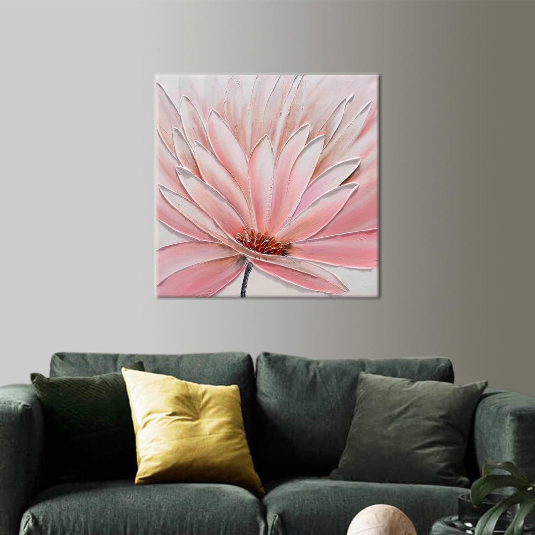 Pink Flower Canvas Art: Modern 3D Wall Decor - Etsy