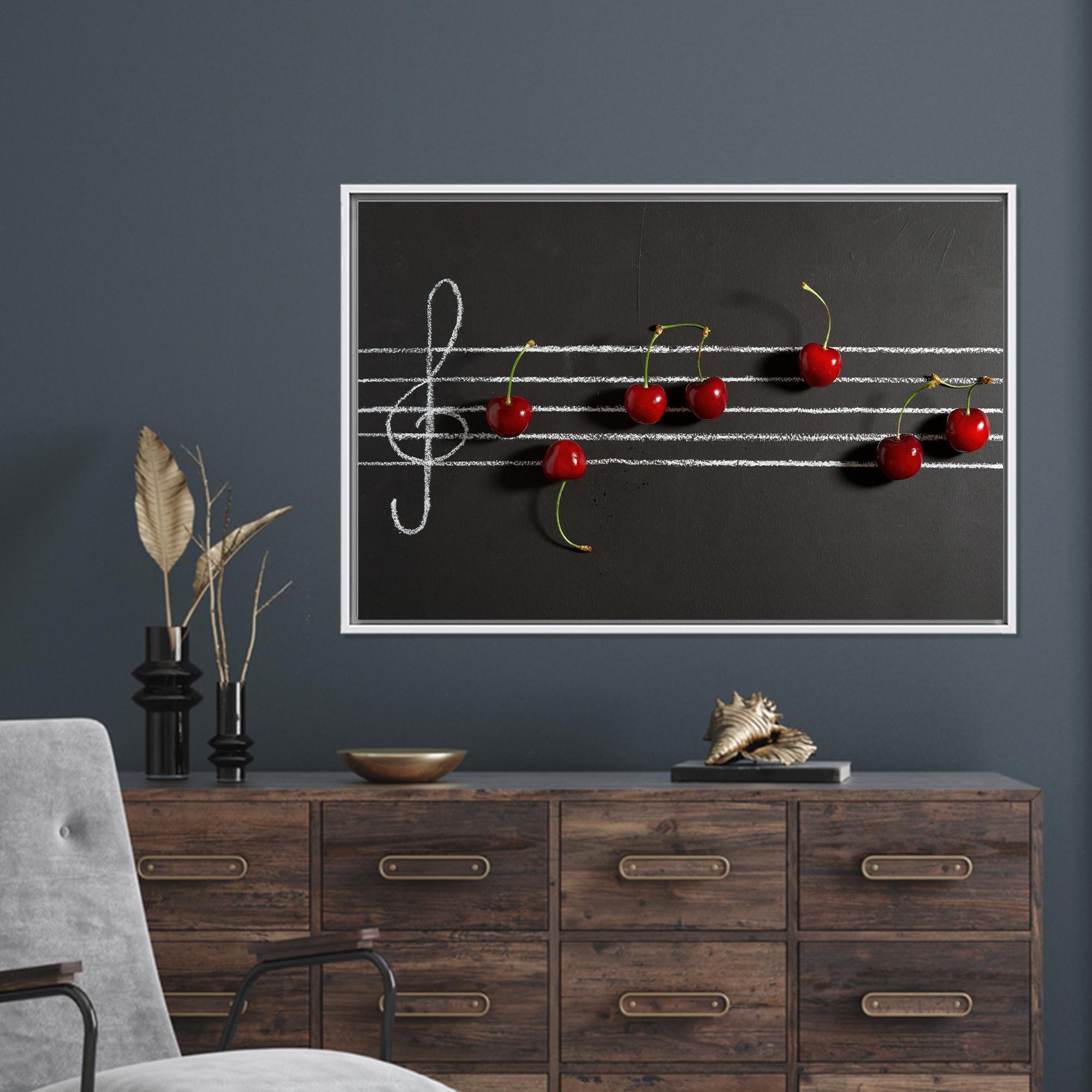 Cherry and Music Notes Canvas Poster, Music Room Wall Hanging, Trendy ...