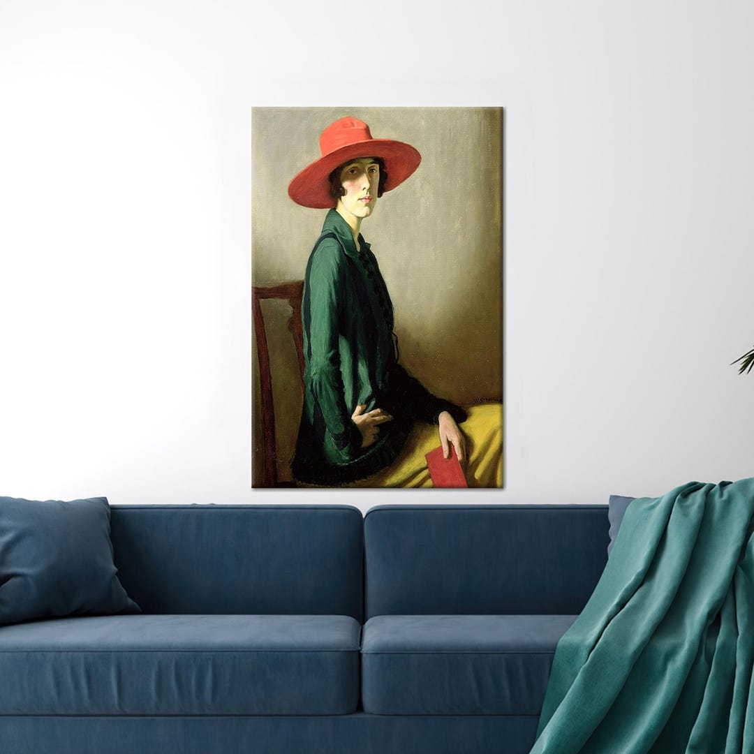 Lady With Red Hat Canvas Art: William Strang Reproduction Wall Hanging ...