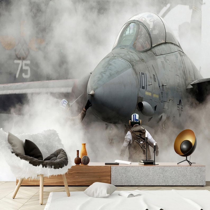 Fighter Jet Wallpaper, Aircraft Carrier Wall Mural, Warplane Wall Art ...