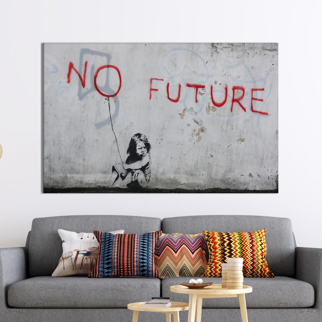 Banksy Girl 'no Future' 3D Canvas: Bohemian Wall Art - Etsy