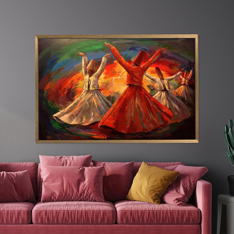 Whirling Dervishes Sufi Dance Canvas Art: Spiritual Mevlevi Painting - Etsy