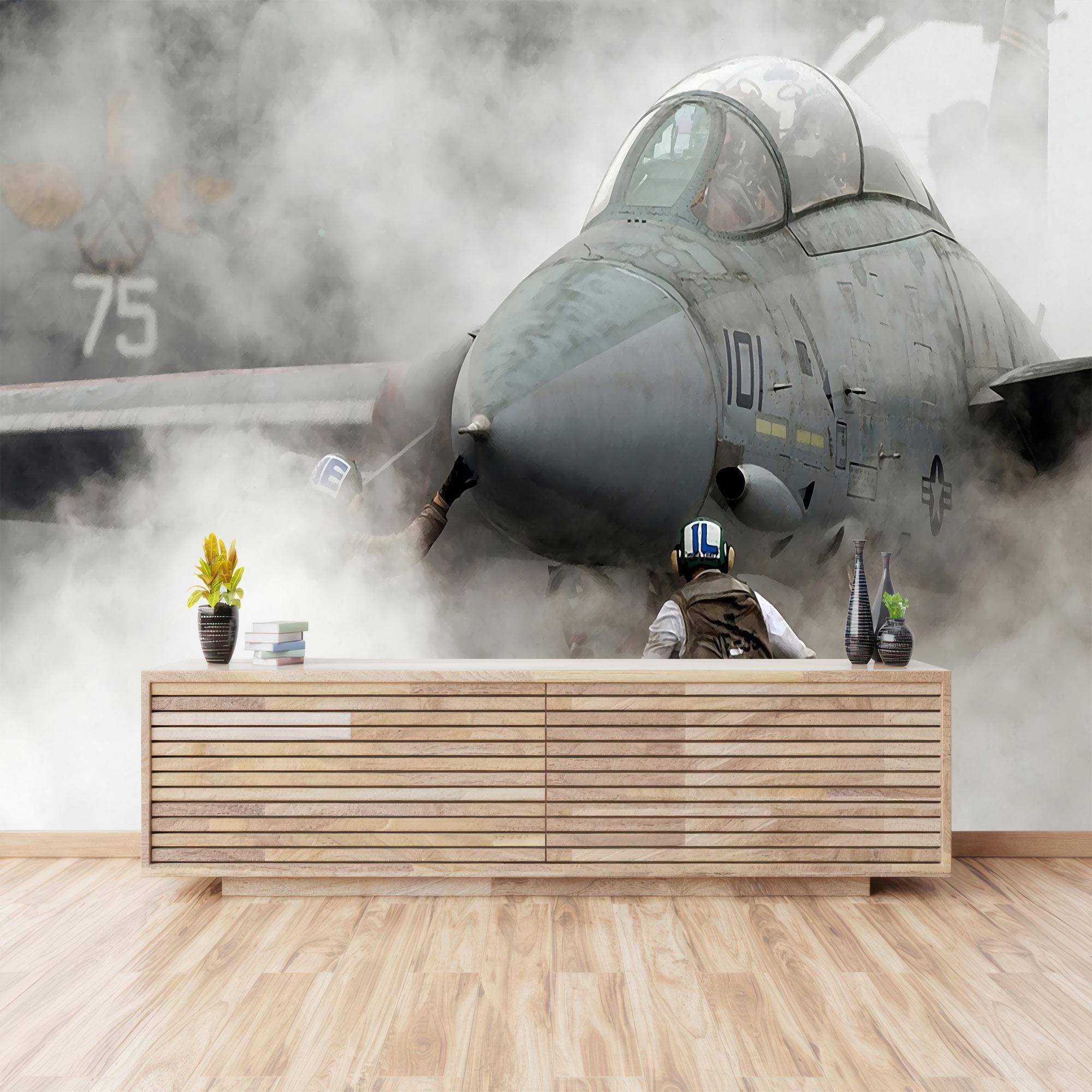 Fighter Jet Wallpaper, Aircraft Carrier Wall Mural, Warplane Wall Art ...
