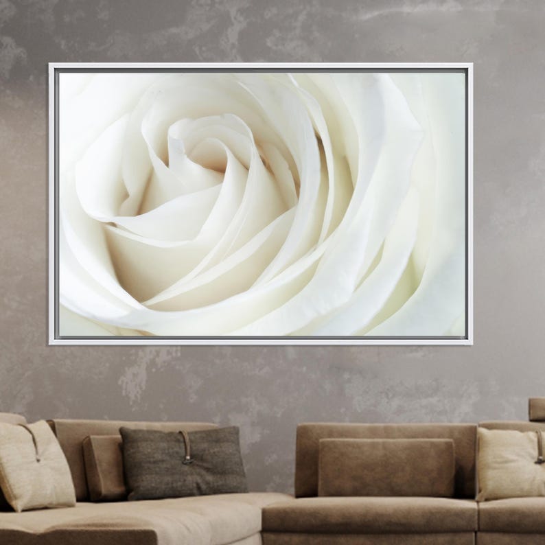 White Rose Canvas Print: Floral Wall Decor, Luxury Art - Etsy