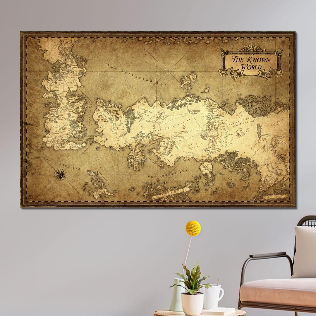 Middle Earth Map Canvas Art: Framed Living Room Wall Decor - Etsy
