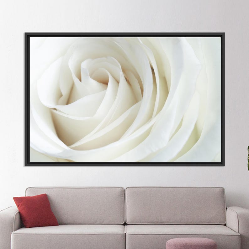White Rose Canvas Print: Floral Wall Decor, Luxury Art - Etsy