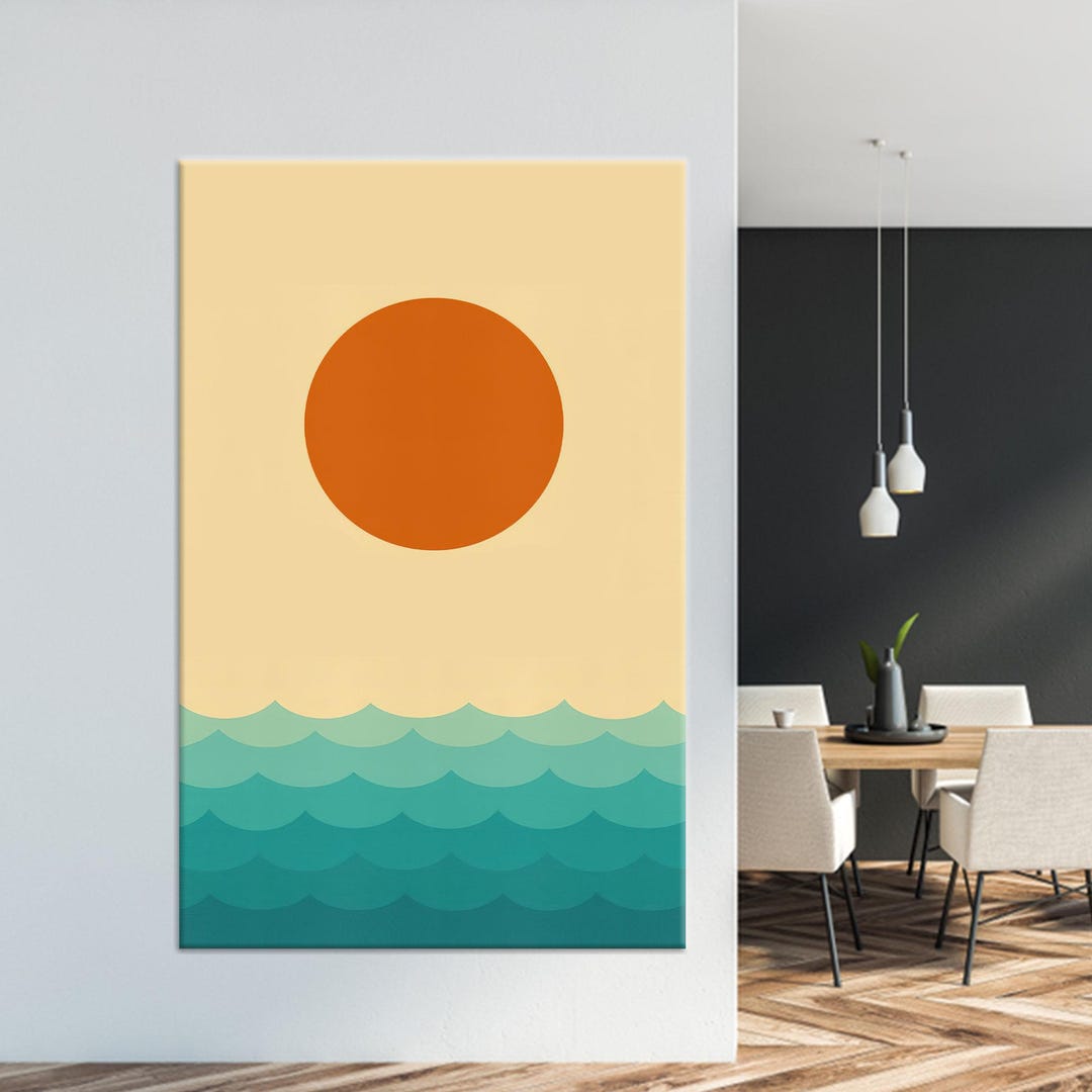 Abstract Sun Canvas Art: Minimalist Modern Wall Decor - Etsy