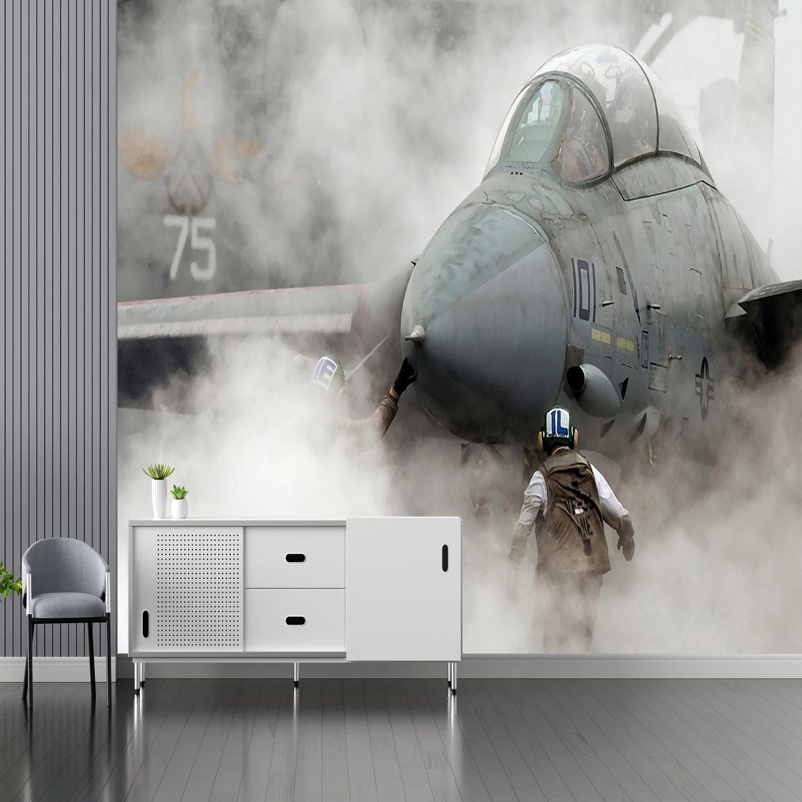 Fighter Jet Wallpaper, Aircraft Carrier Wall Mural, Warplane Wall Art ...