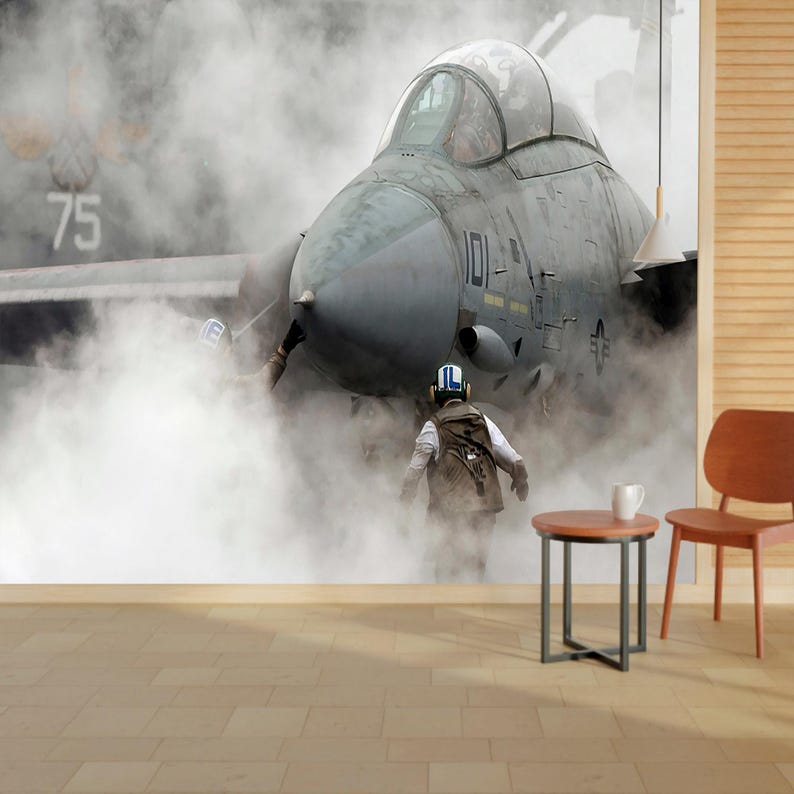 Fighter Jet Wallpaper, Aircraft Carrier Wall Mural, Warplane Wall Art ...