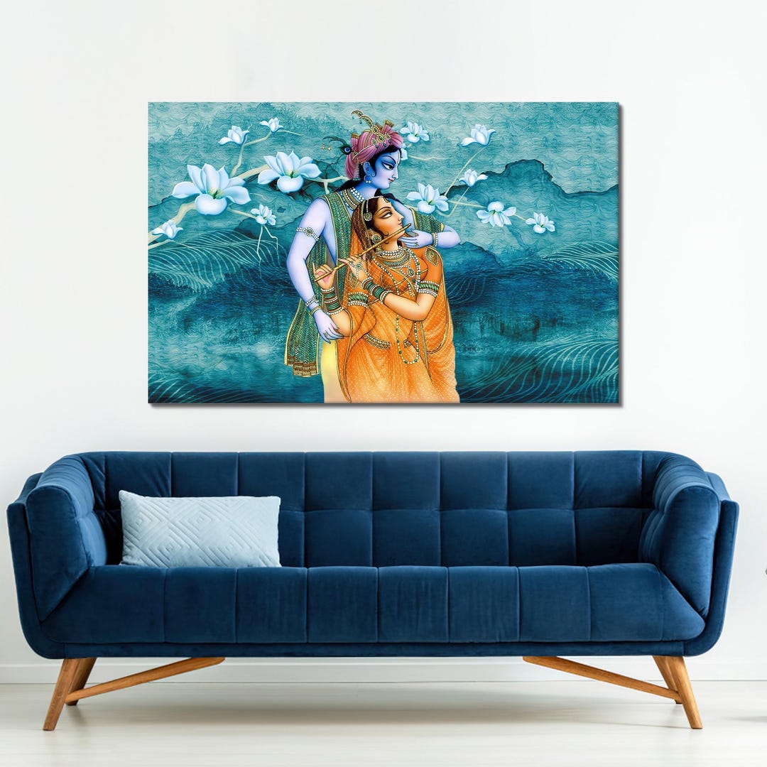 Radha Krishna Hindu Couple Canvas Art, Hindu Gift Artwork, Famous ...