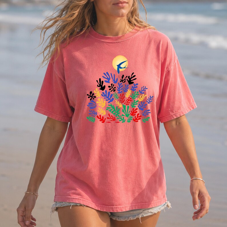 Under the Sun Tee | Artistic Bird, Sun & Sea Shapes | Matisse Inspired ...
