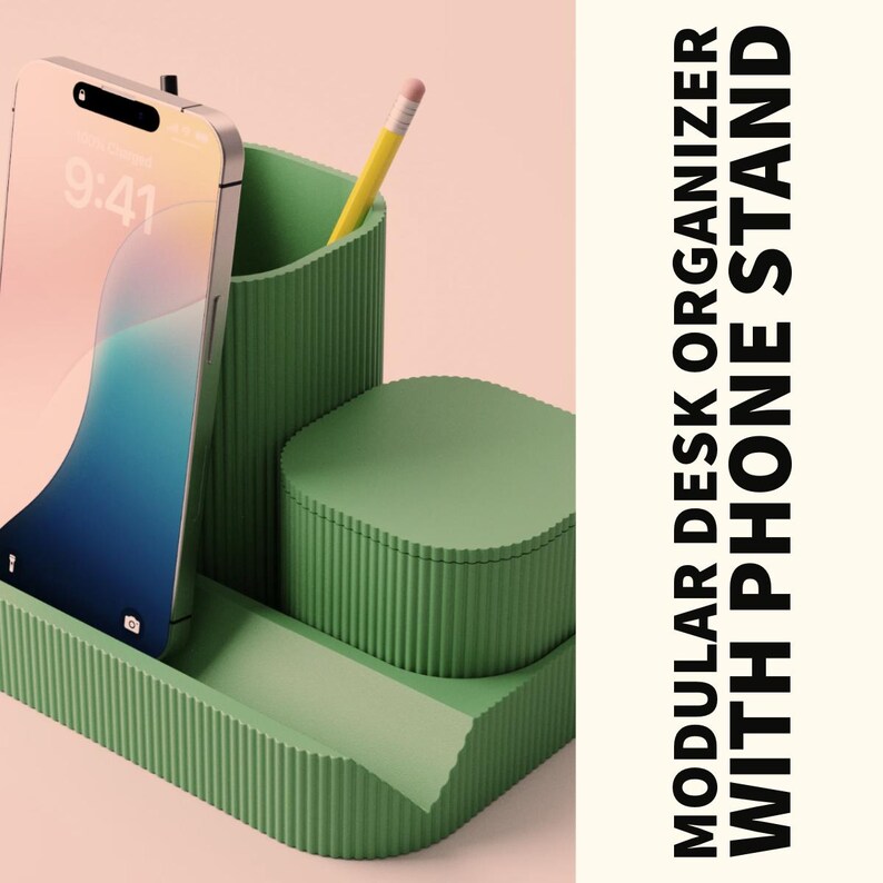 3D Printed Modular Desk Organizer – Preconfigured Stationery Organizer ...