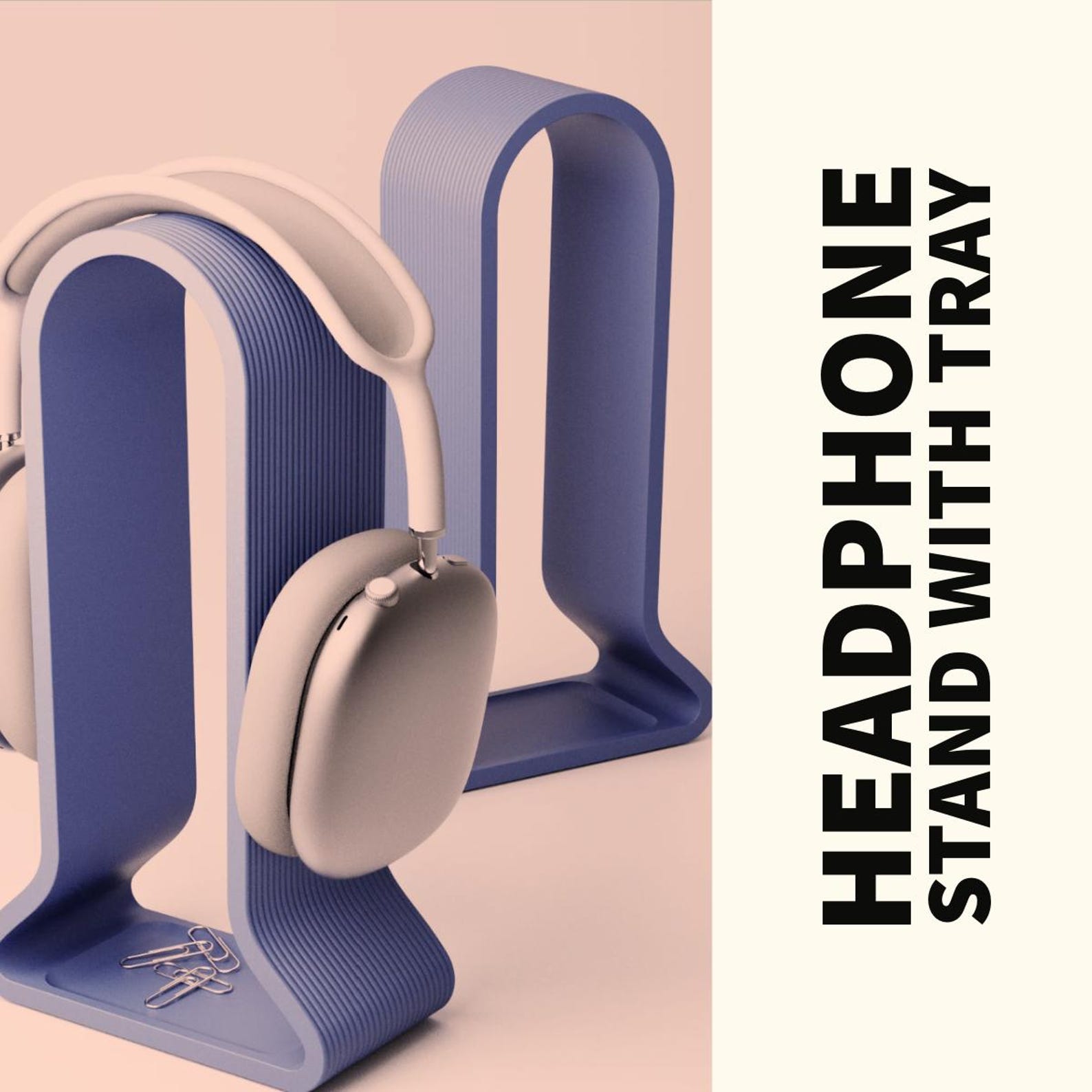 Headphone Stand With Catchall Tray | Modern 3D Printed Headset Holder ...
