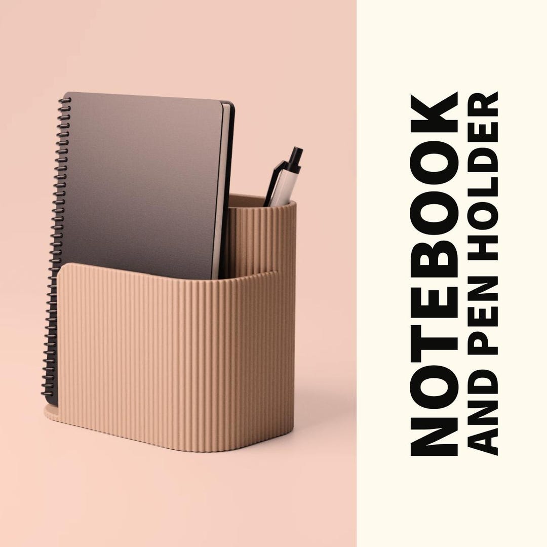 Notebook and Pen Holder | 3D Printed Desk Organizer | Modern Stationery ...