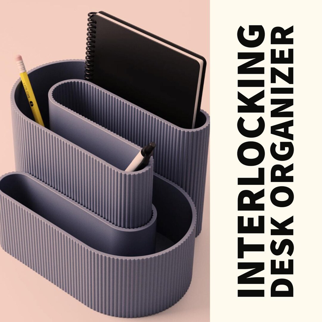 Modern Ribbed Desk Organizer – Minimalist Pen & Notebook Holder ...