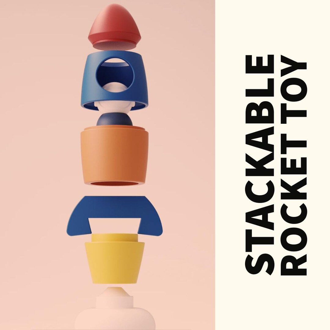 Stackable Rocket Toy With Astronaut | 3D Printed Space Puzzle for Kids | Colorful Interlocking ...
