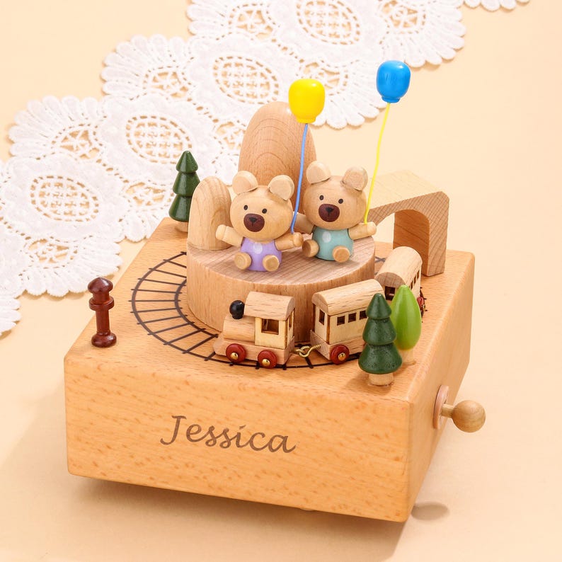 Personalized Wooden Train Music Box, Engraved Baby Shower Gift - Etsy