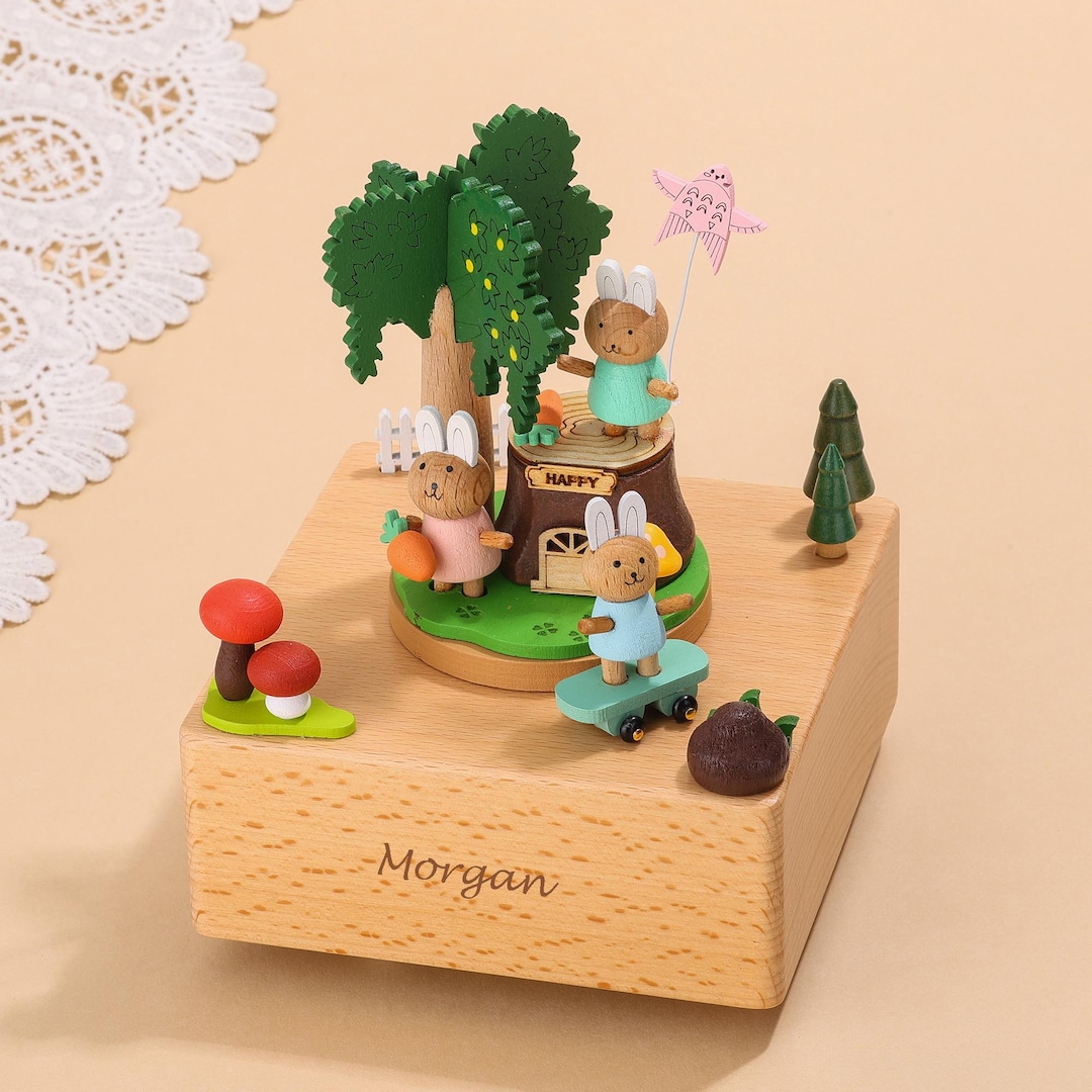 Personalized Carousel Music Box, Engraved Wooden Gift - Etsy