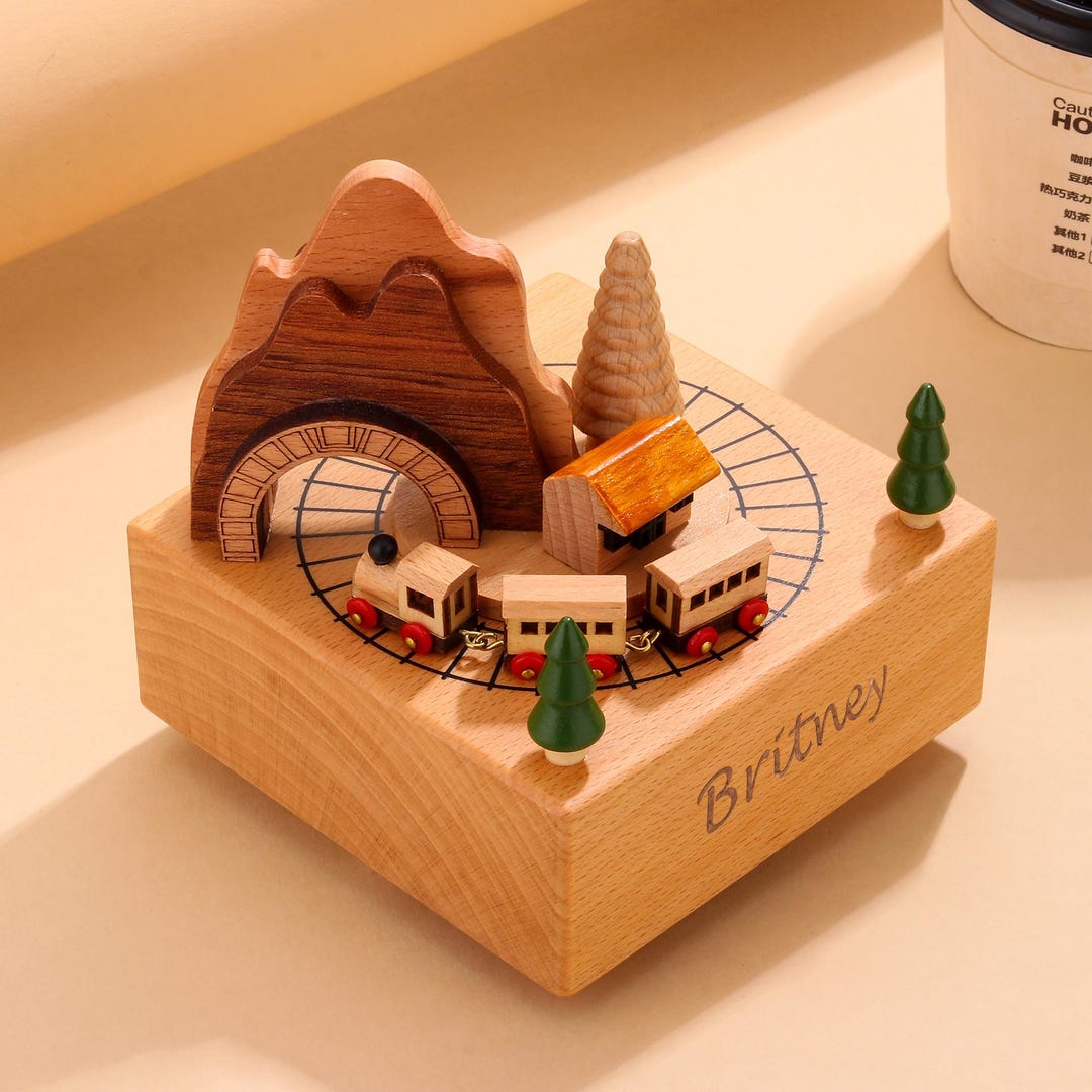 Personalized Wooden Train Music Box, Engraved Baby Shower Gift - Etsy