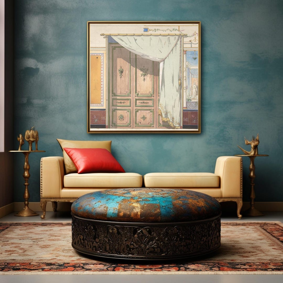 Elegant Neoclassical Wooden Doors Wall Art With Floral Motifs and ...