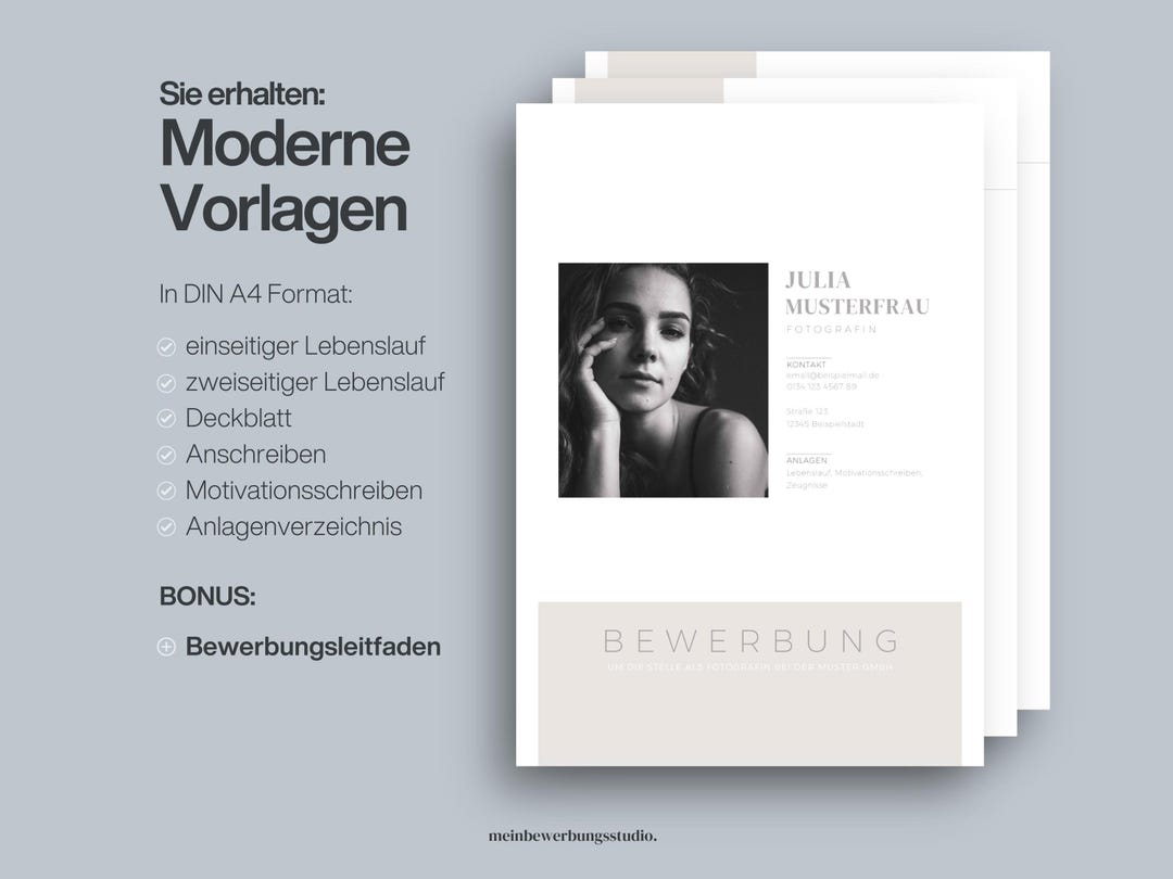 German Application Template | Resume Template | Professional Design in ...