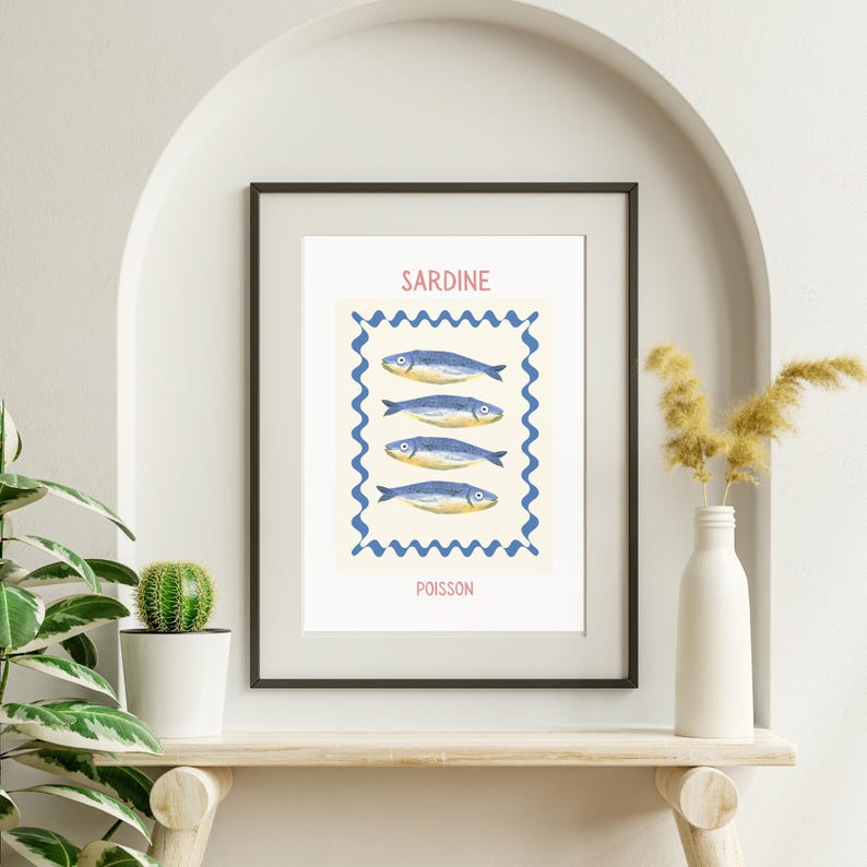 Sardines Poster, Sardines Wall Art, Retro Sardines Print, French Food ...