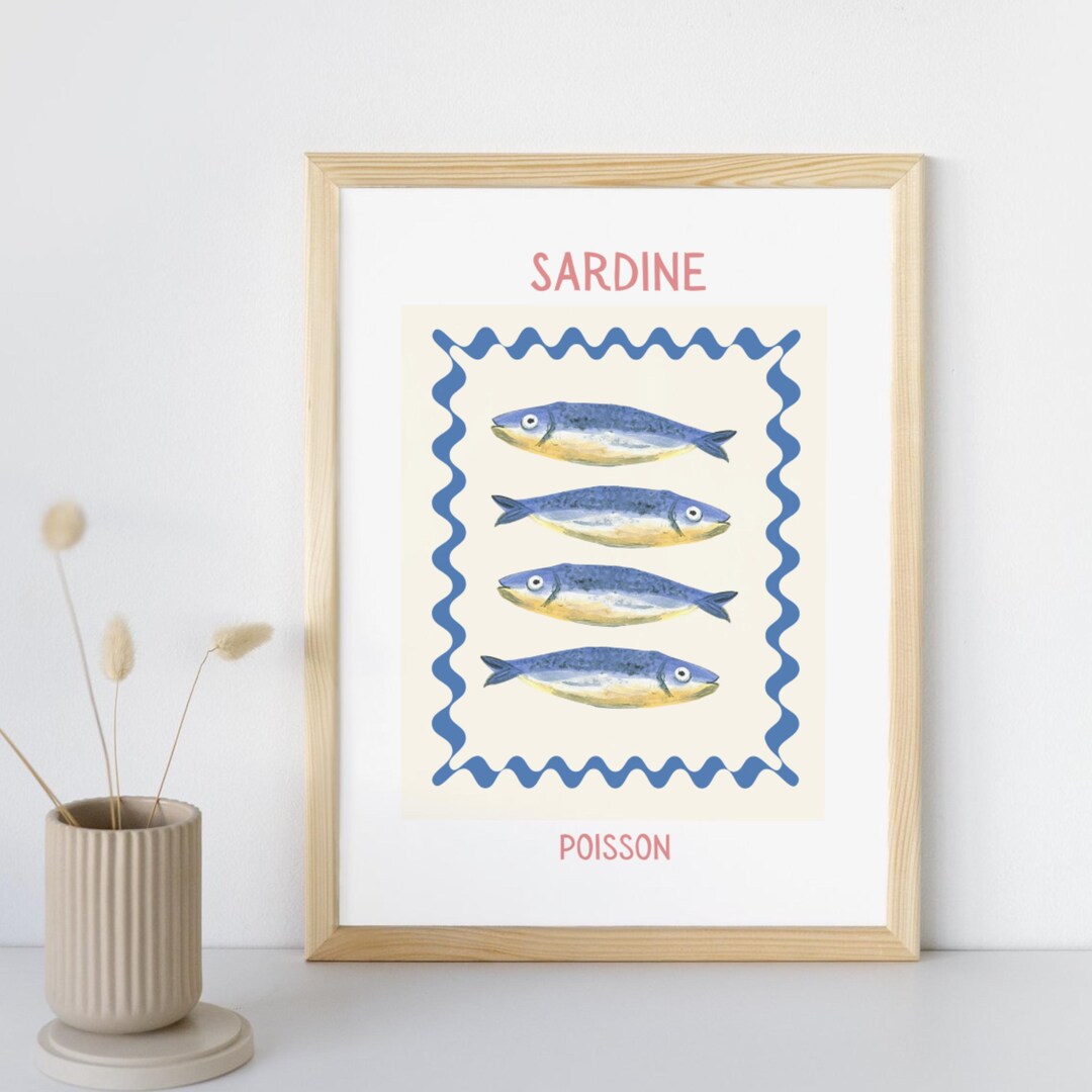 Sardines Poster, Sardines Wall Art, Retro Sardines Print, French Food ...