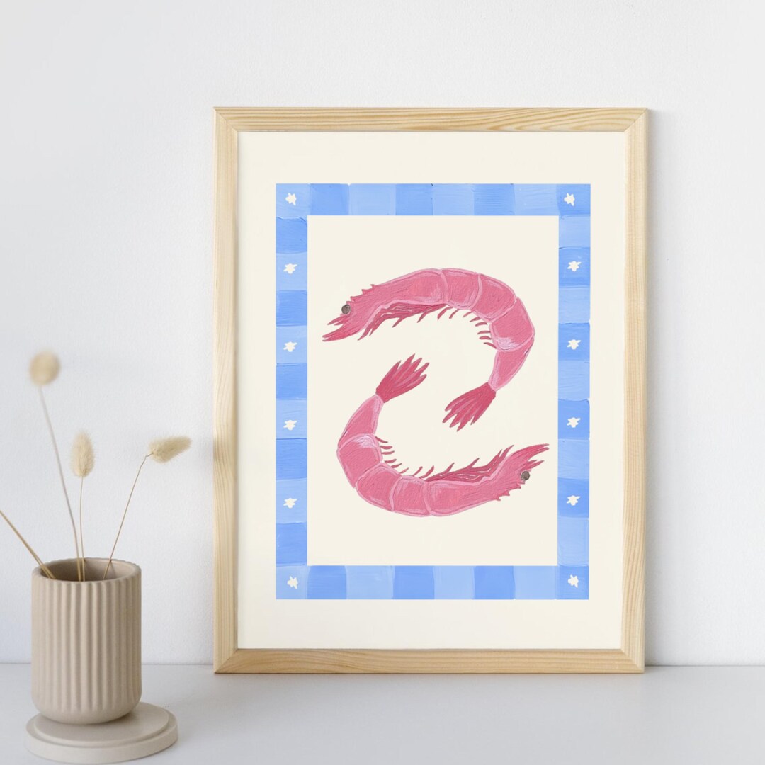 Prawn Print, Seafood Print, Fish Print, Kitchen Print, Food Print ...