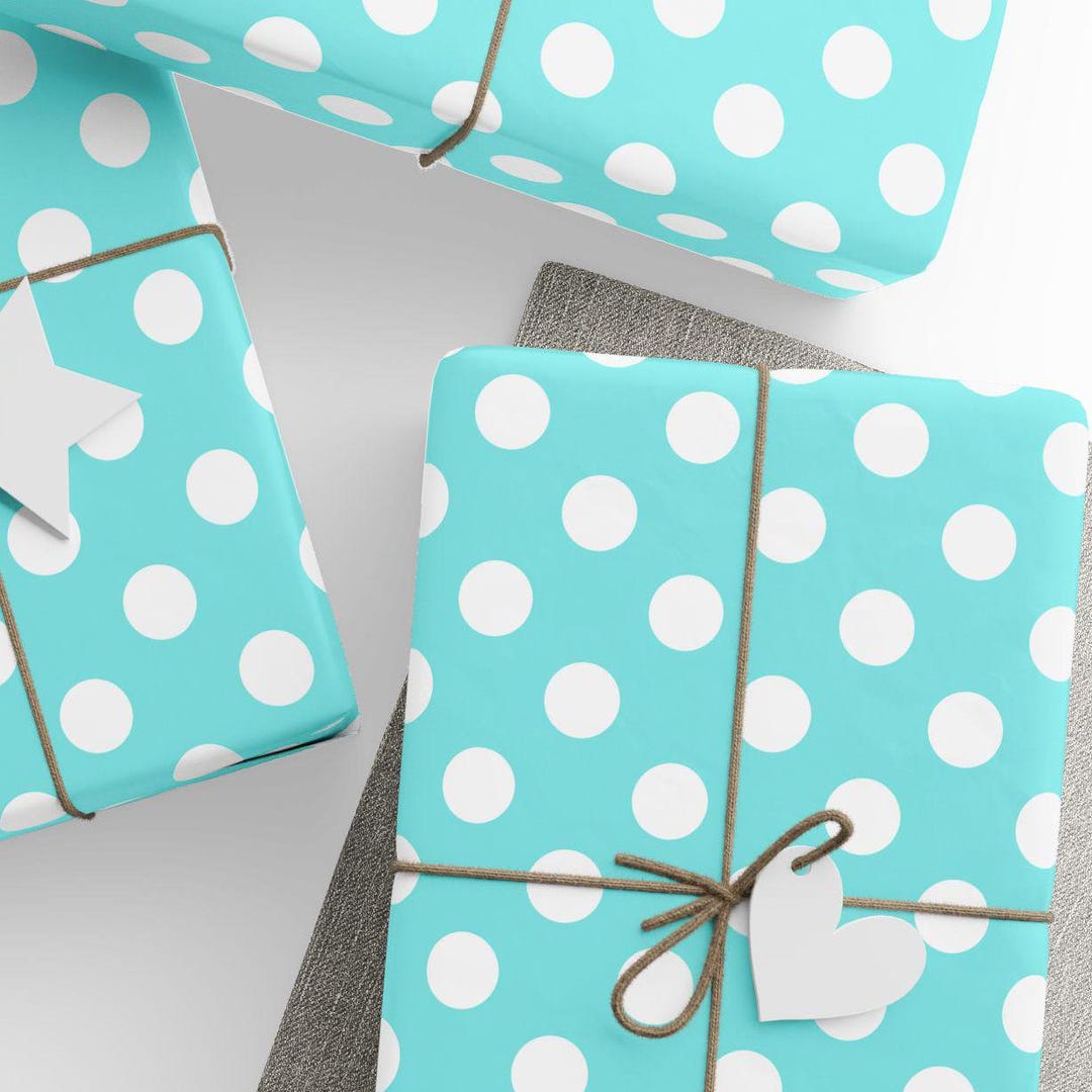 Polka Dot Wrapping Paper, Blue Polka Dot Gift Wrap, Matching Gift Wrap ...