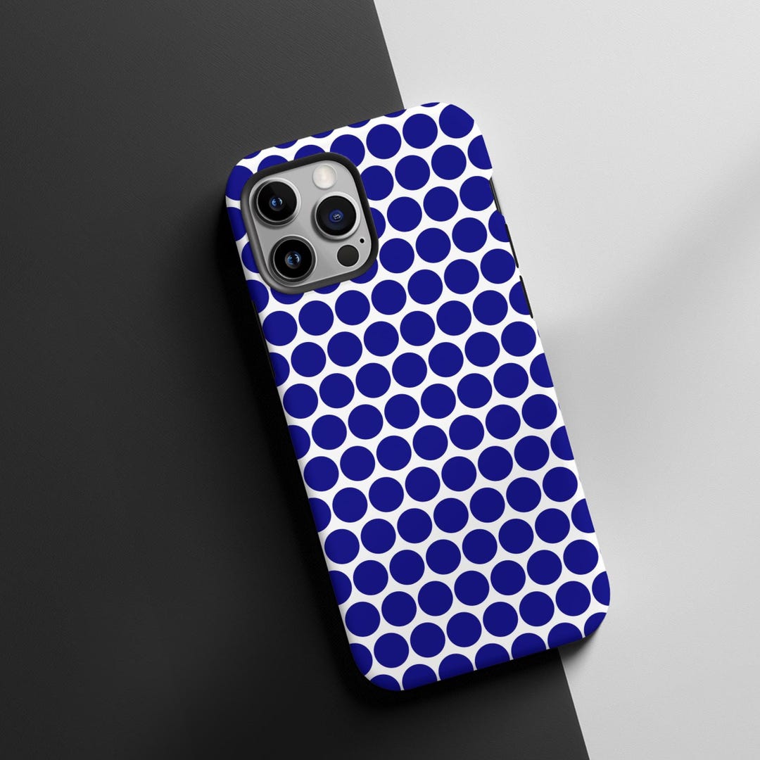 Blue Polka Dot Phone Case, Cute Blue iPhone Case, iPhone 17 16 15 14 13 ...