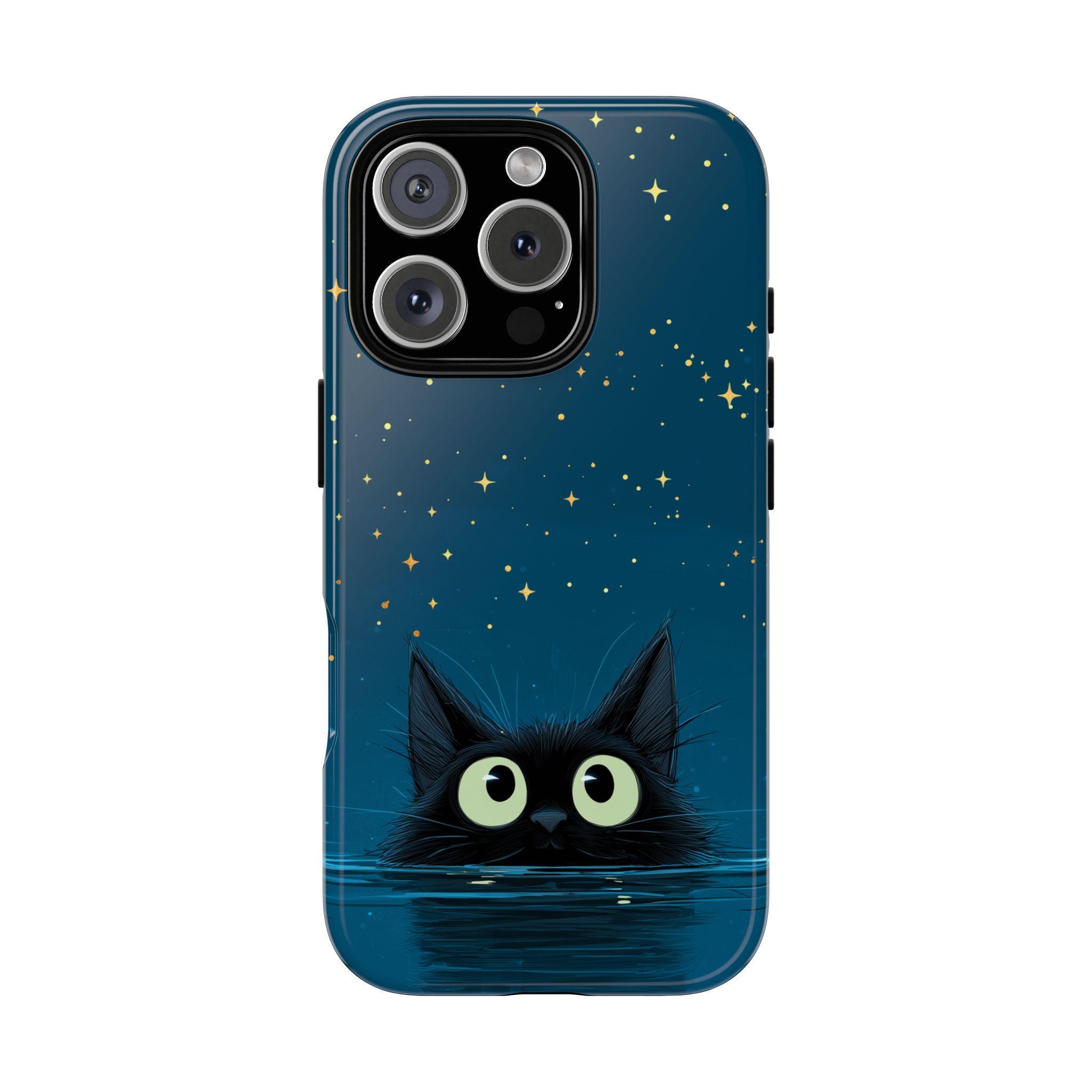 Starry Night Black Cat Phone Case, Fun Cat iPhone 12, 13, 14, 15, 16 ...