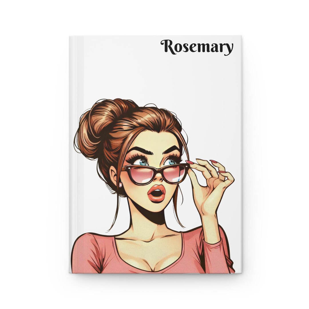 Pop Art Girl Journal, Girl With Glasses Design, Retro Hardcover Journal ...