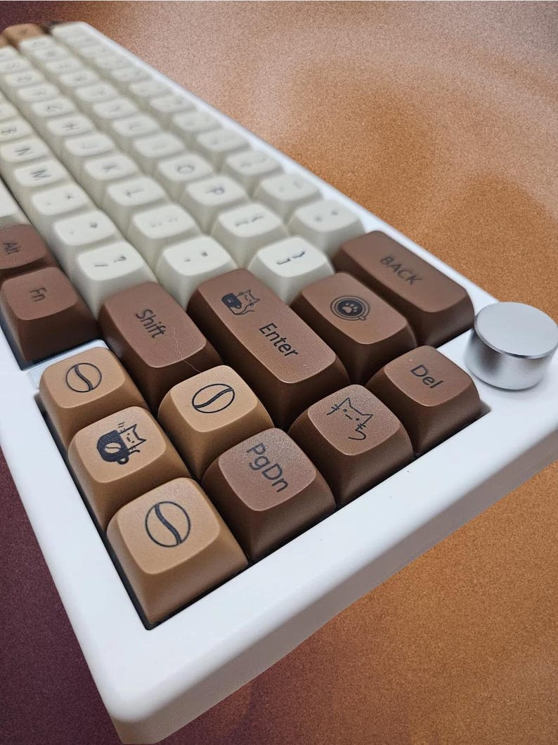 143 Keys Coffee Cat Theme Keycaps Set, 5 Side Dye-sub PBT Keycaps, XDA ...