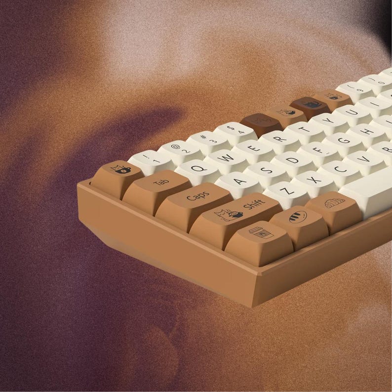 143 Keys Coffee Cat Theme Keycaps Set, 5 Side Dye-sub PBT Keycaps, XDA ...