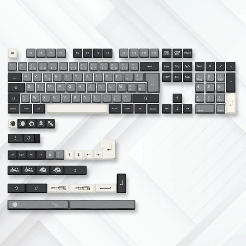 133pcs Aerospace Apollo Keycaps, Cherry Gateron MX Switches Keycaps for ...