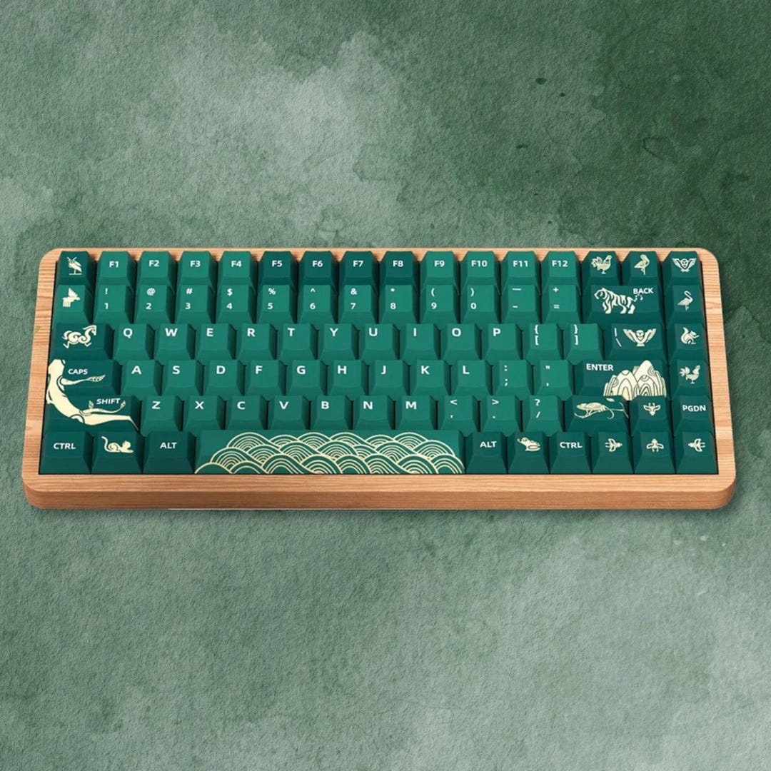 Green Animal Forest Keycaps Set for Mechanical Keyboard, Cherry Profile ...